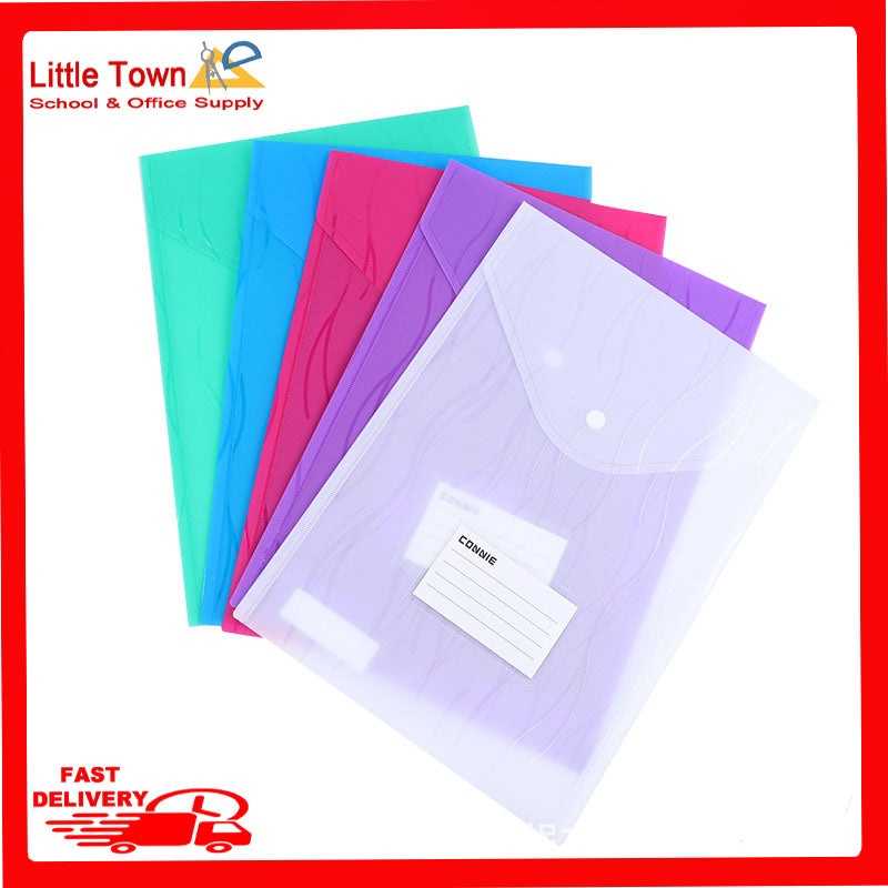 Portrait Plastic Envelope Document Bag Snap button file bag (Random Co ...
